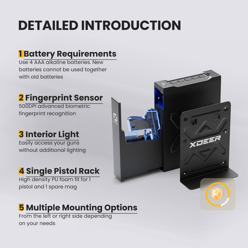 Gun Safe Clearance HOLEWOR Gun Safe, Biometric Pistol Safe With LCD ...